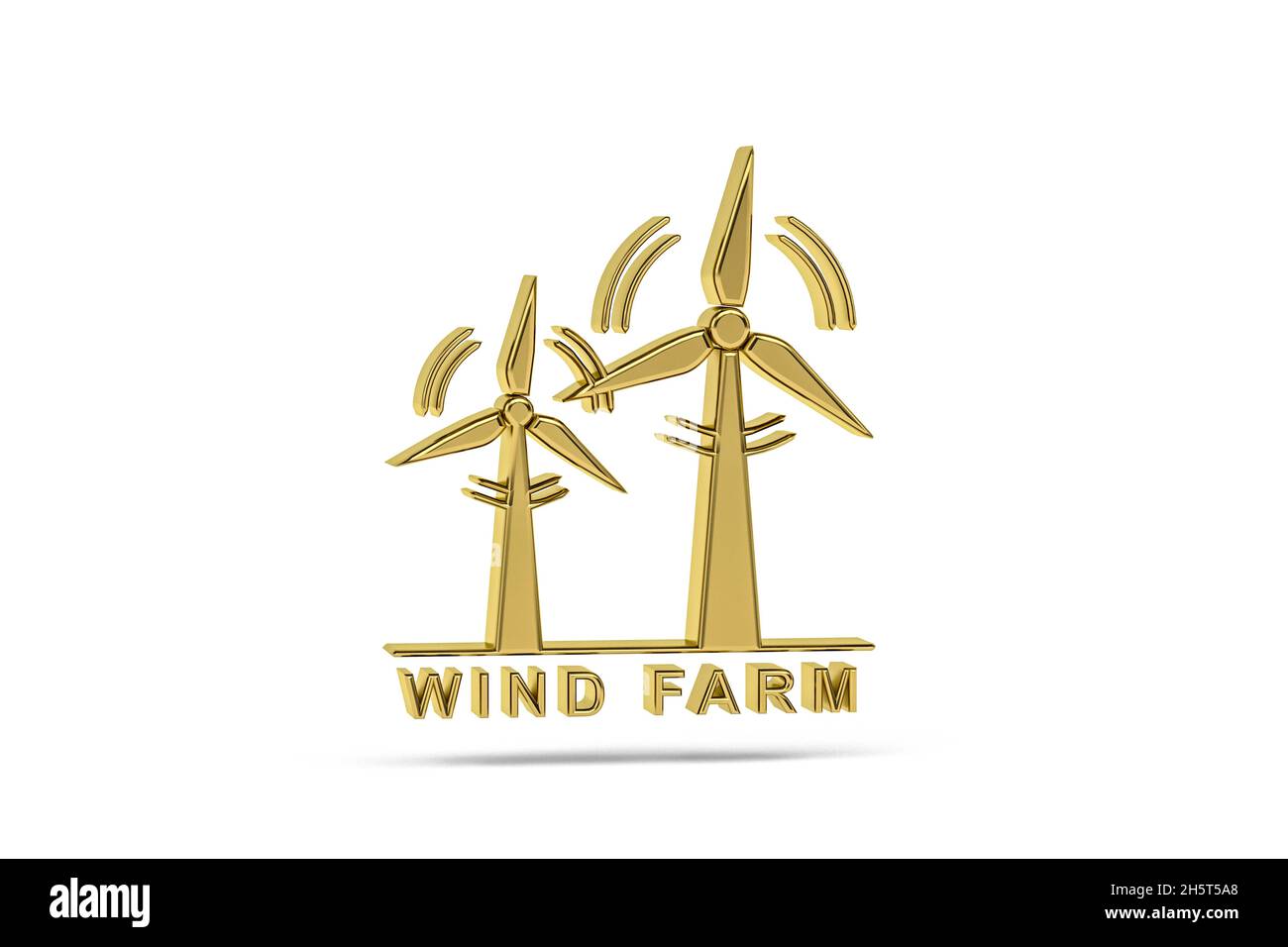 Golden 3d wind farm icon isolated on white background - 3D render Stock ...