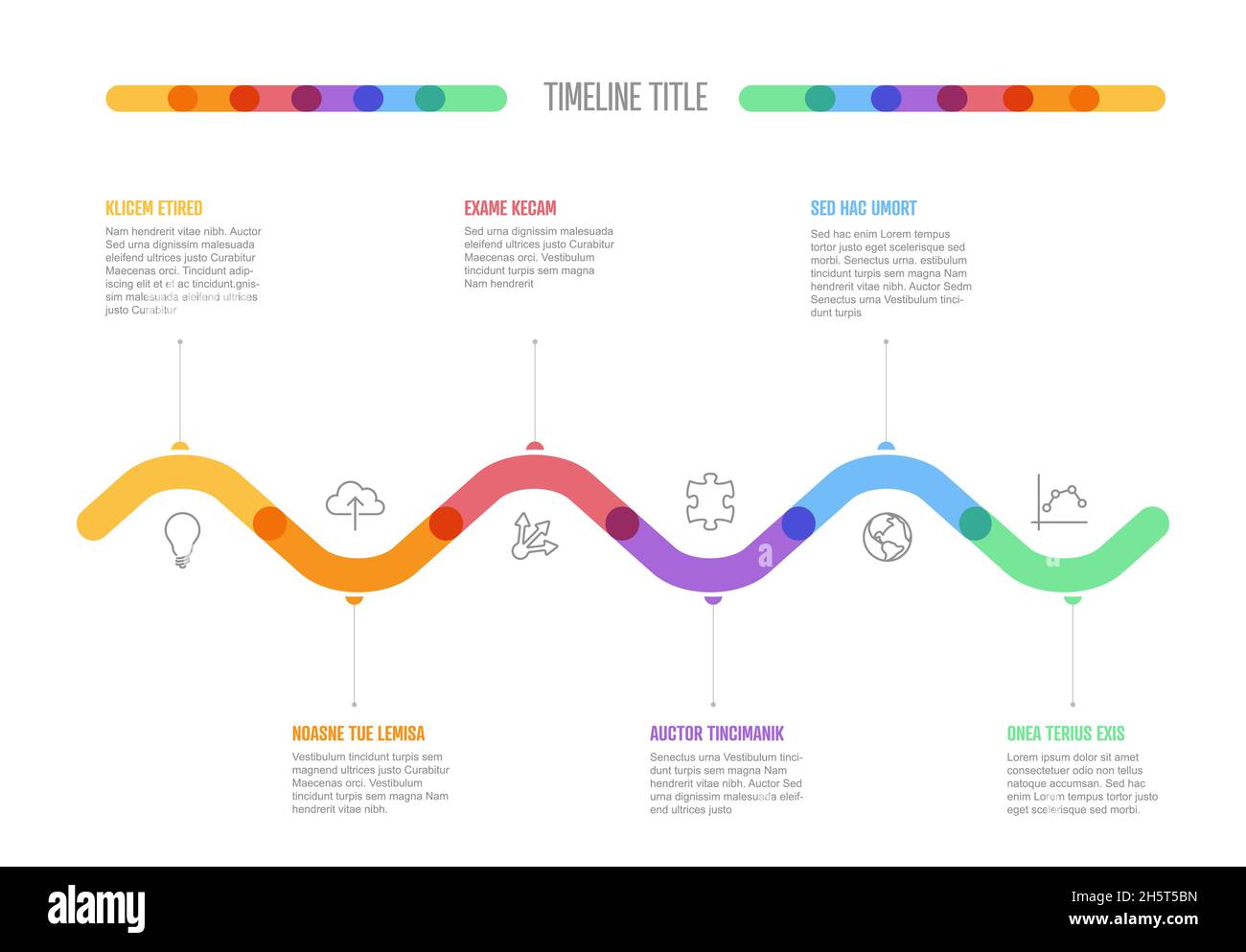 Vector Infographic Company Milestones curved horizontal Timeline ...