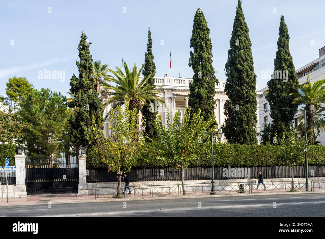 Athens, Greece. November 2021. external view of the Italian Embassy ...