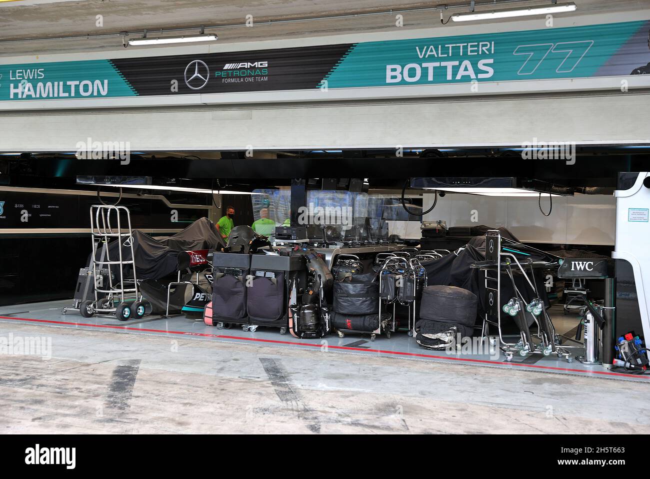 Sao Paulo, Brazil. 11th Nov, 2021. Mercedes AMG F1 equipment in the pit ...