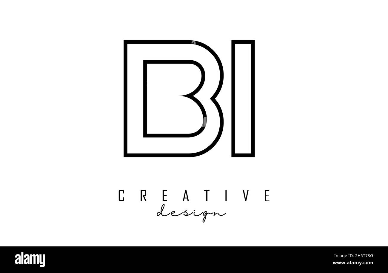 Outline BI letters logo with a minimalist design. Geometric vector ...