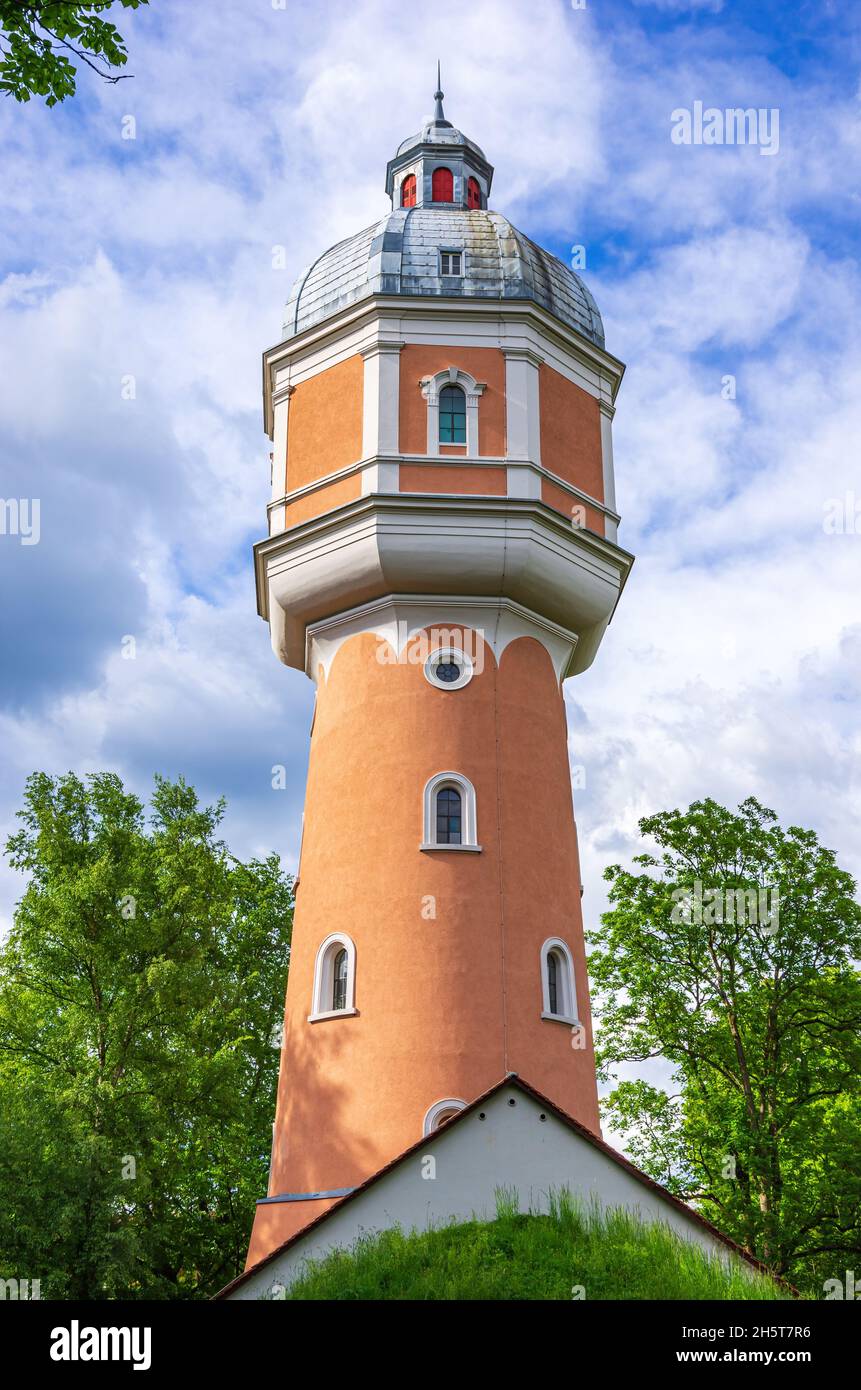 The historic neo-Baroque style water tower in Kollmans Park, a landmark ...