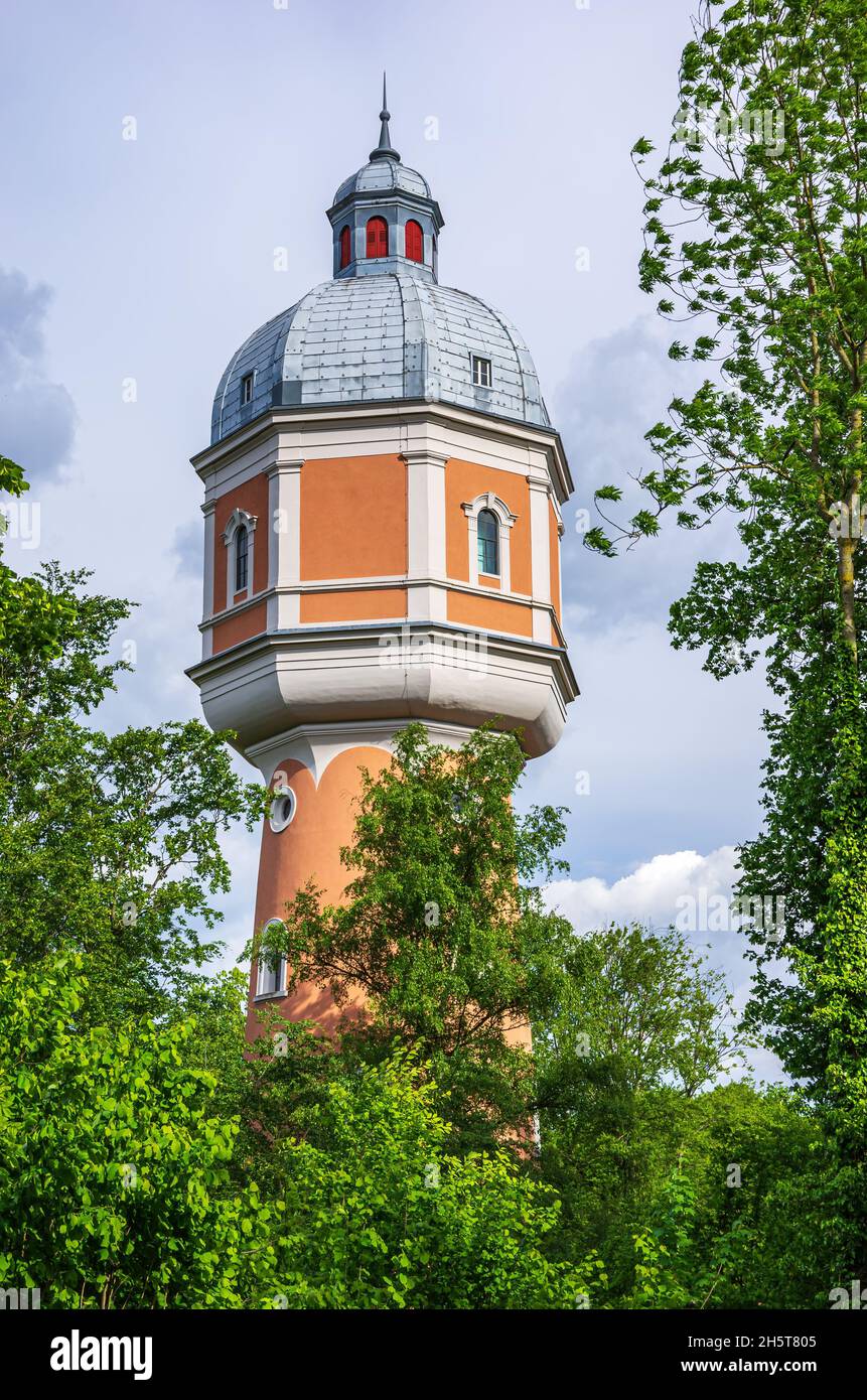 The historic neo-Baroque style water tower in Kollmans Park, a landmark ...