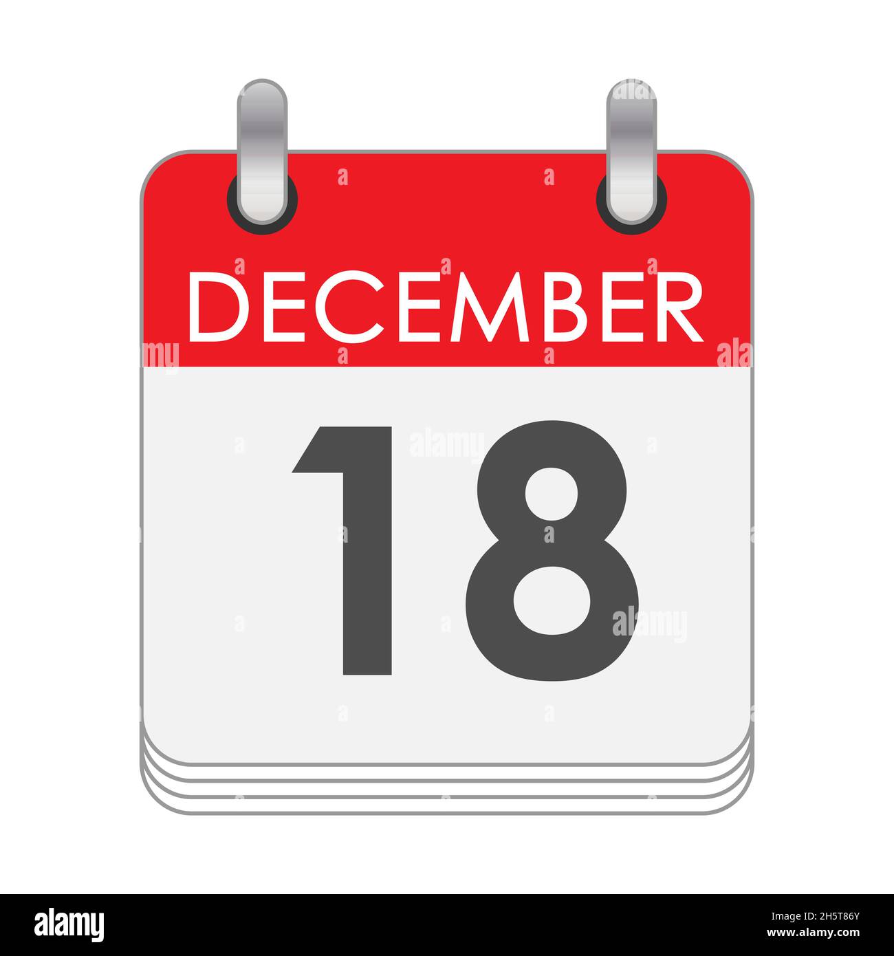 December 18. A leaf of the flip calendar with the date of December 18 ...