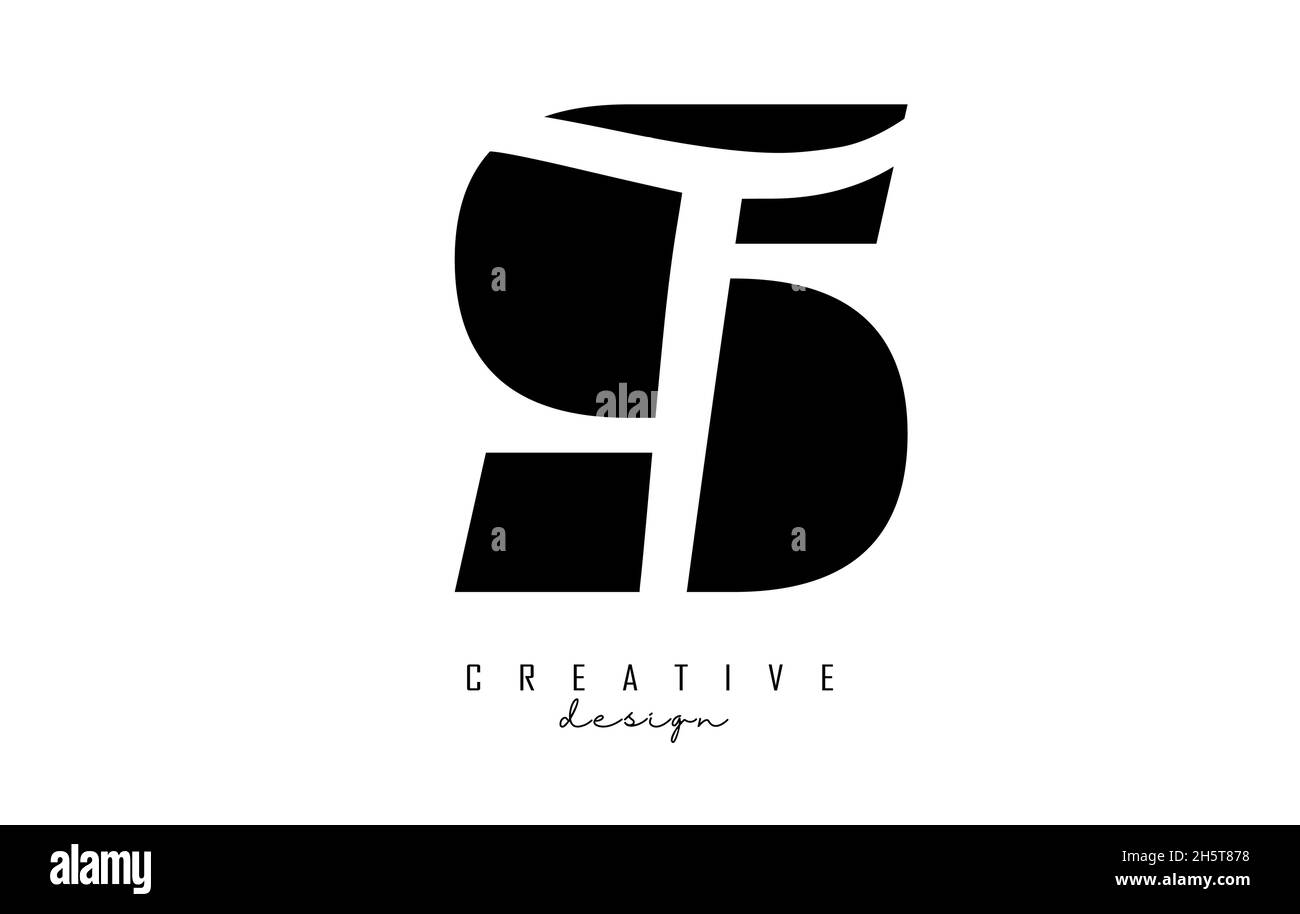 Letters ST logo with a minimalist design. Letters S and T with ...