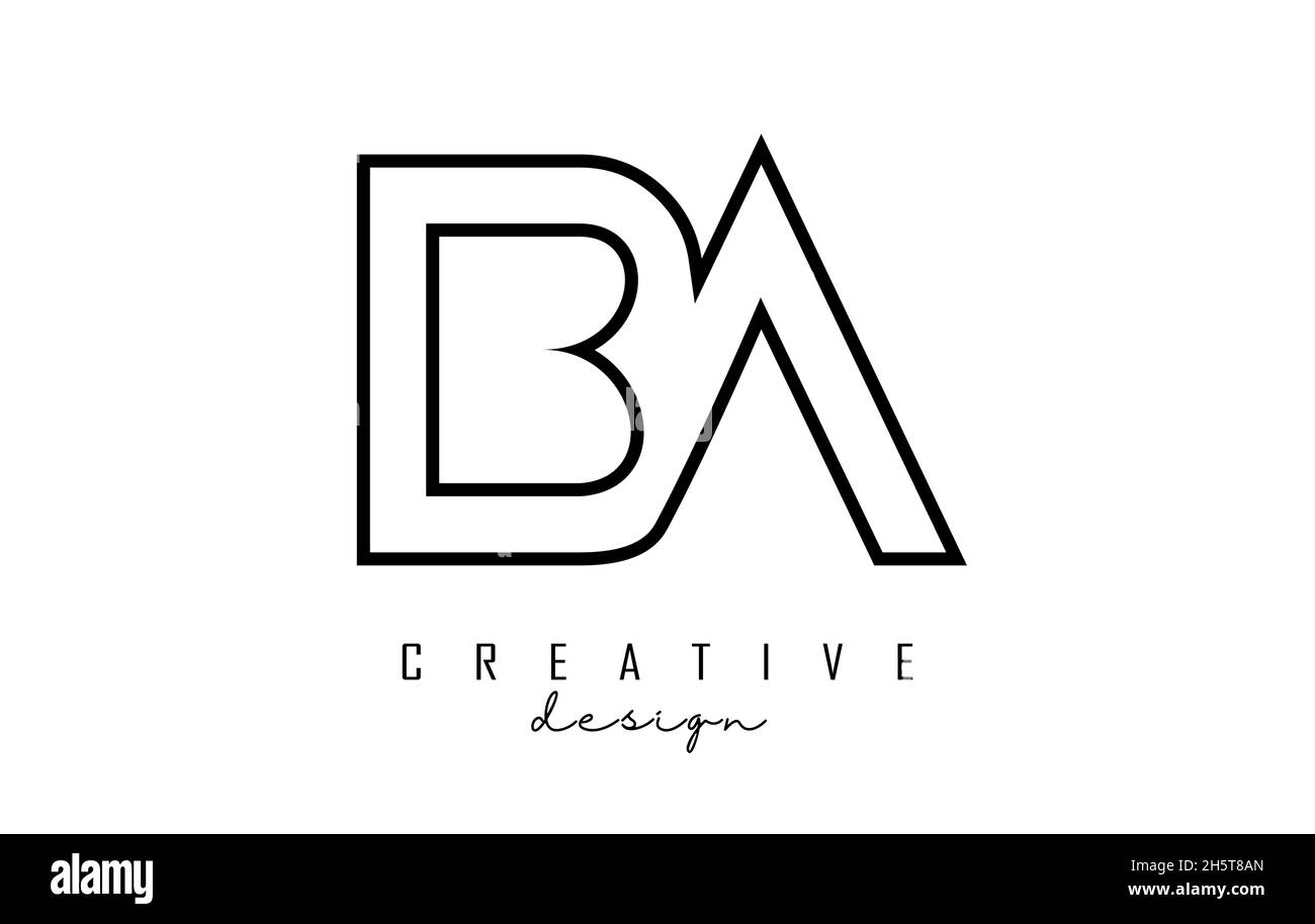 Outline BA letters logo with a minimalist design. Geometric vector ...