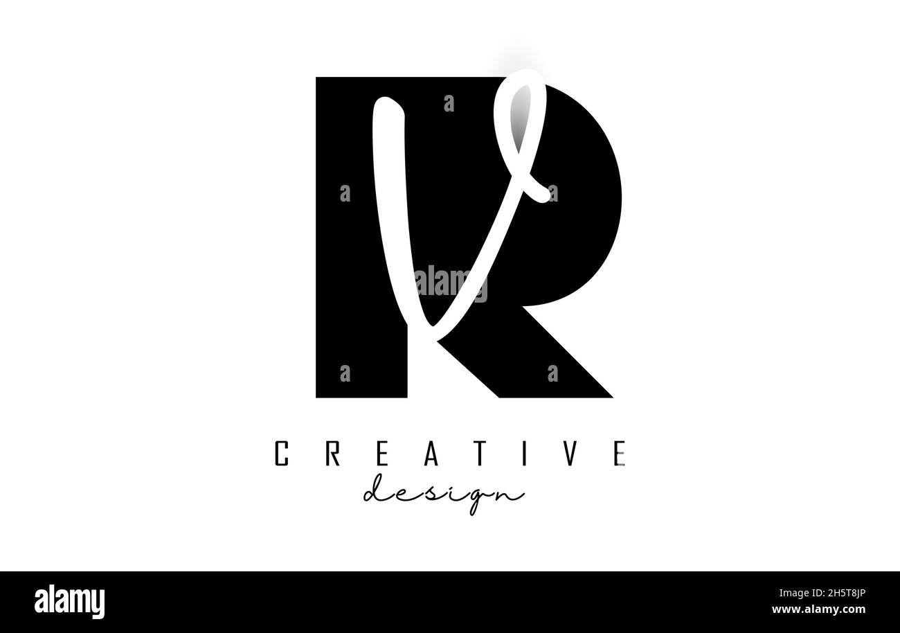 Letters RV logo with a minimalist design. Letters R and V with ...