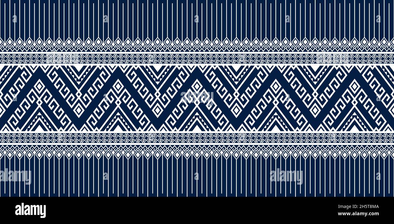 White Tribe or Native Seamless Pattern on Blue Background in Symmetry ...