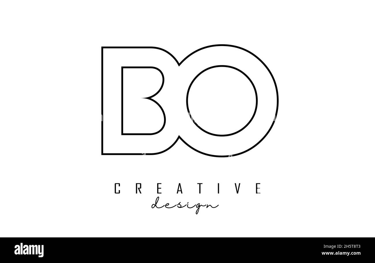 Outline BO letters logo with a minimalist design. Geometric vector ...