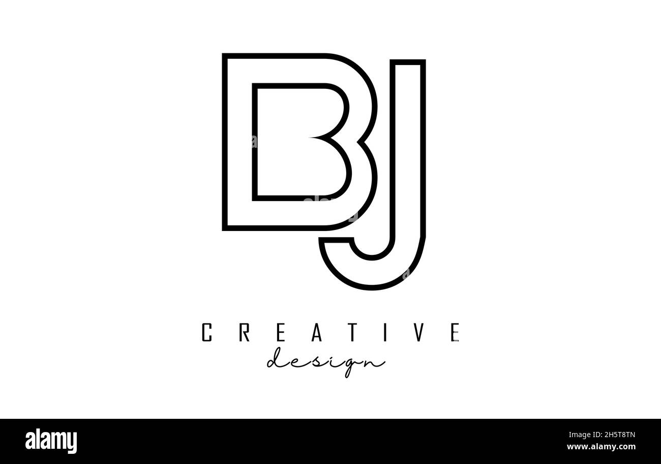 Outline BJ letters logo with a minimalist design. Geometric vector ...