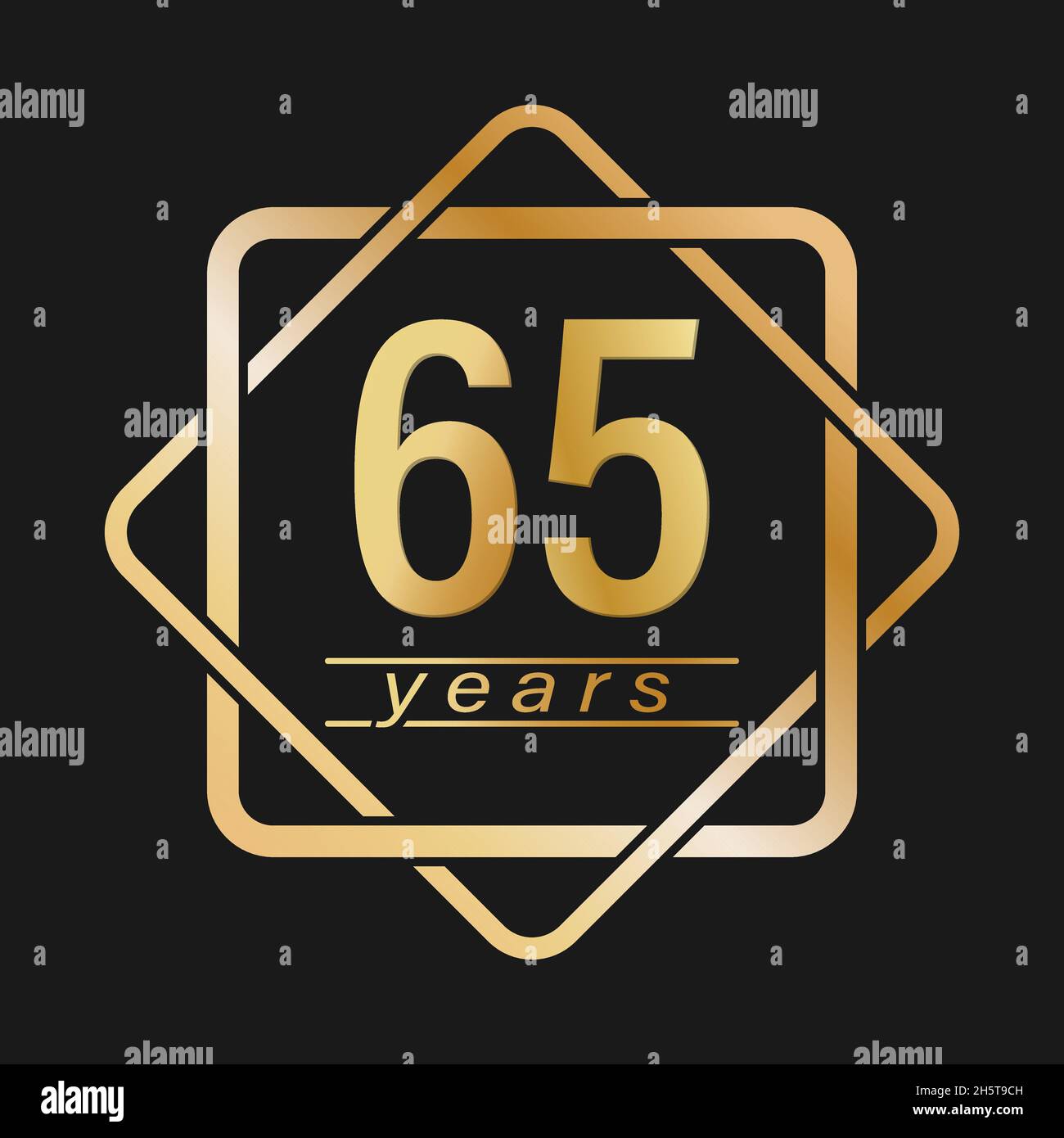 65 years. Stylized gold lettering for congratulations. Flat style Stock ...