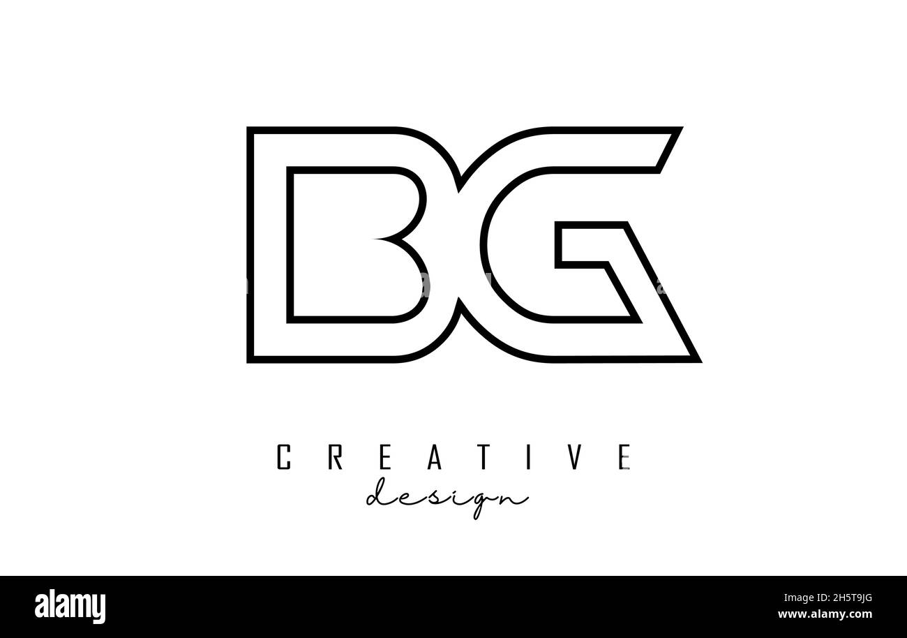 Outline BG letters logo with a minimalist design. Geometric vector ...
