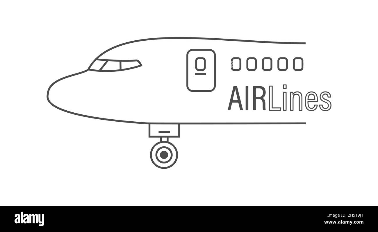 Airline. Outline of an airplane with an inscription for a logo, brand ...