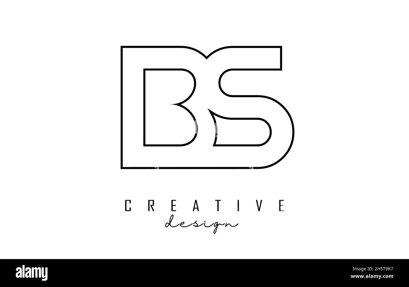 Outline BS letters logo with a minimalist design. Geometric vector ...