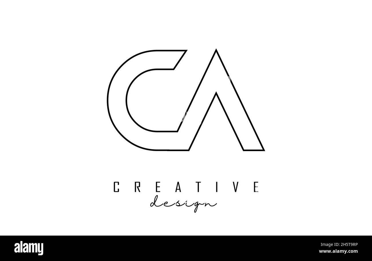 Outline CA letters logo with a minimalist design. Geometric vector ...