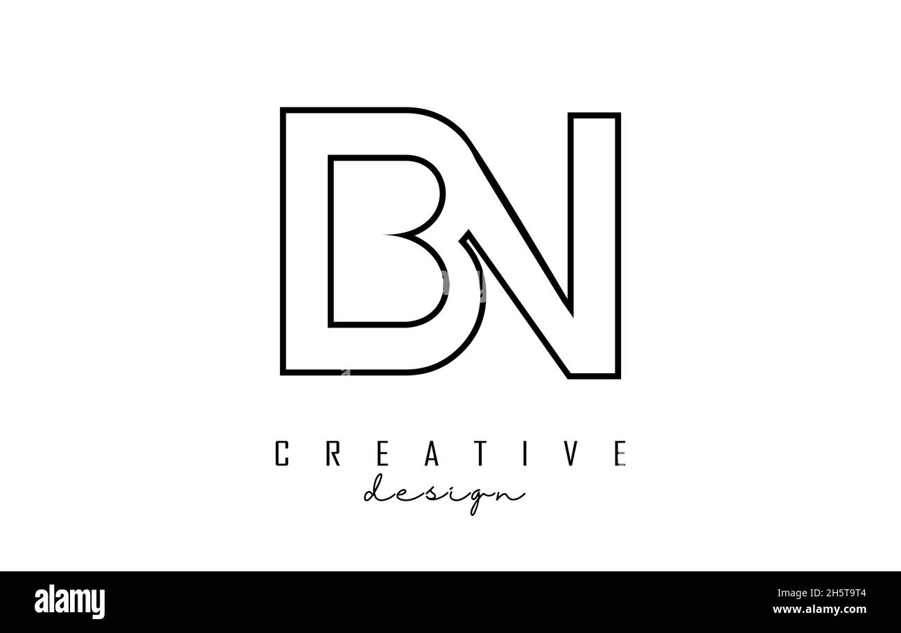 Outline BN letters logo with a minimalist design. Geometric vector ...