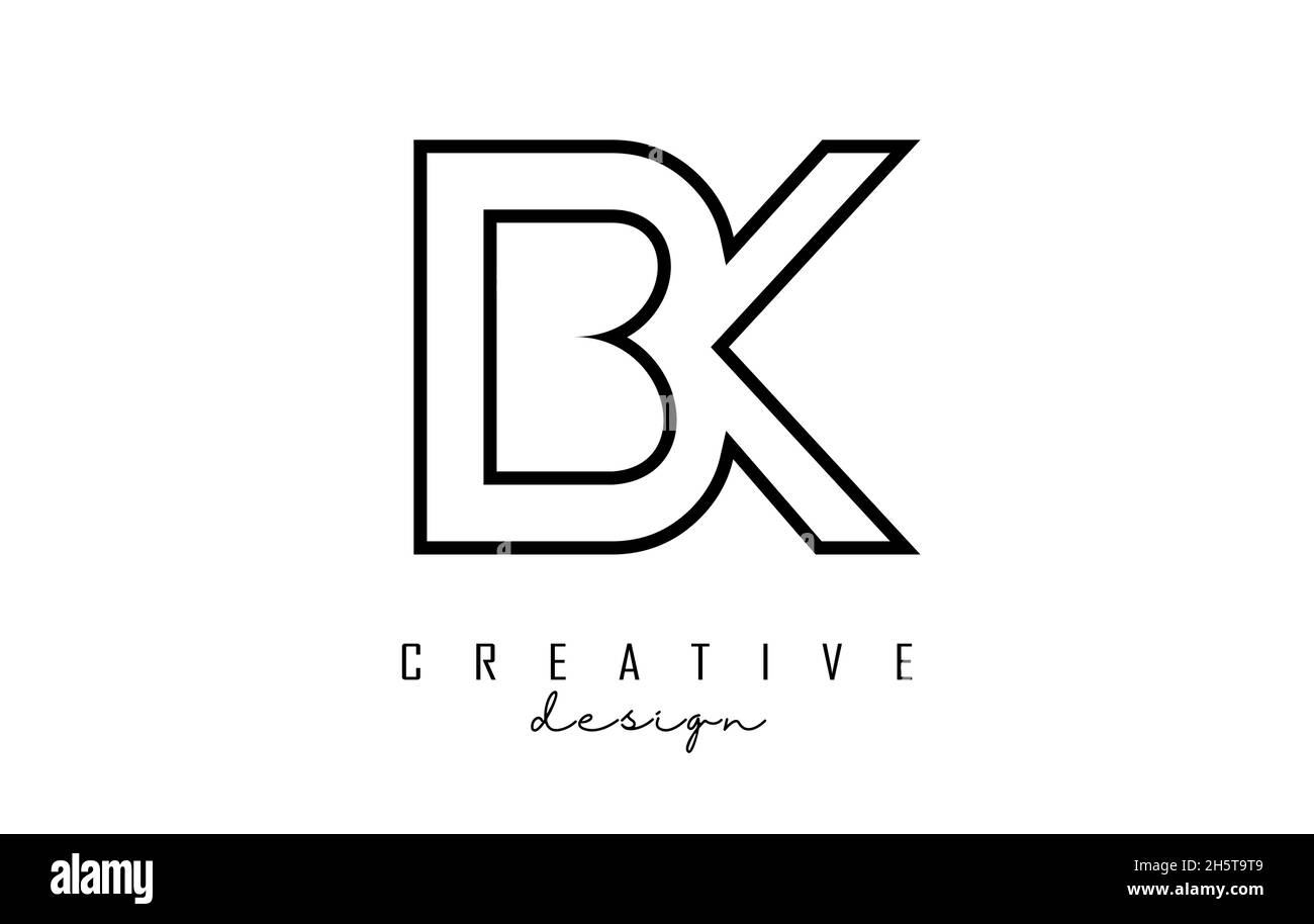 Outline Bk letters logo with a minimalist design. Geometric vector ...