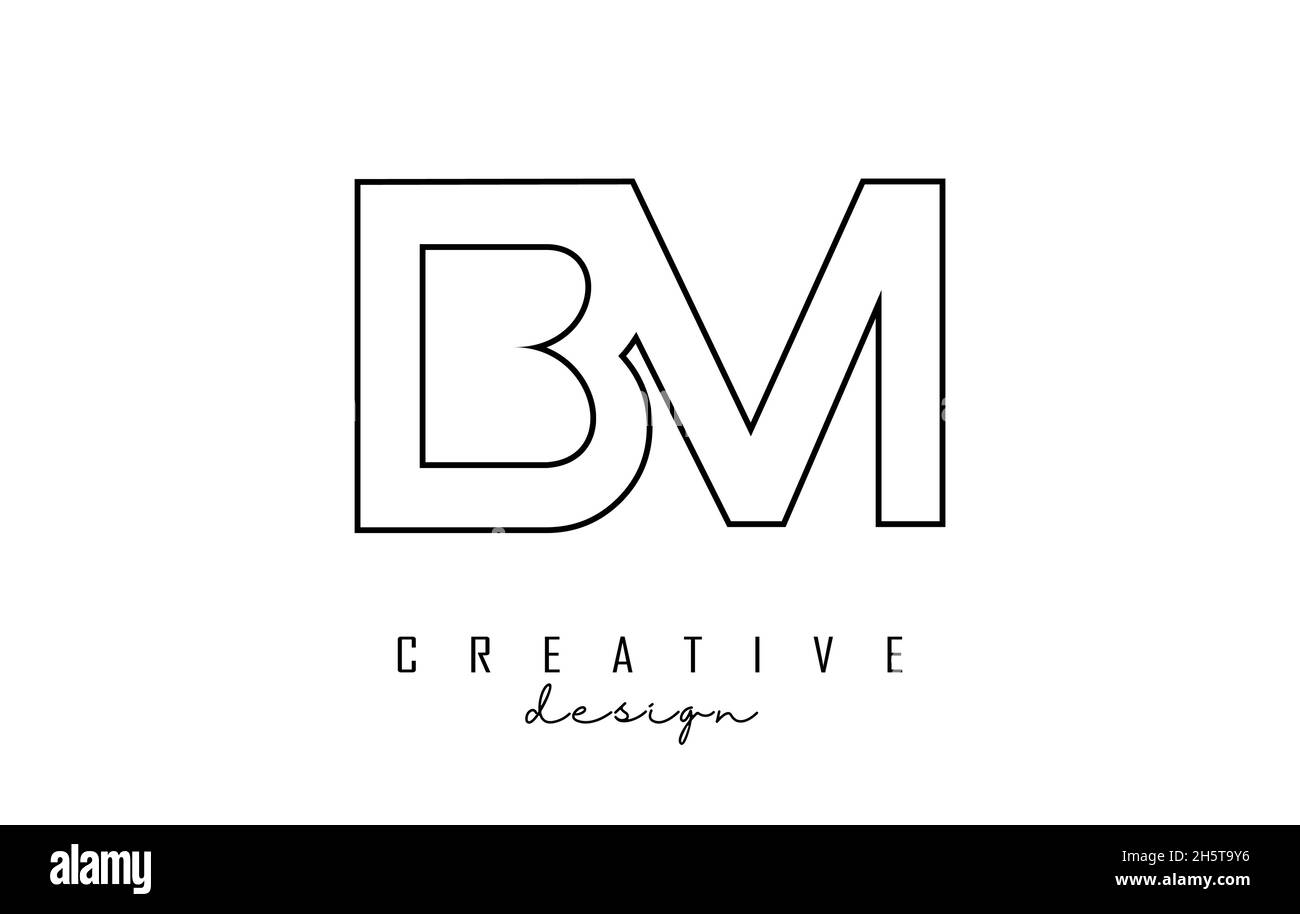 Outline BM letters logo with a minimalist design. Geometric vector ...