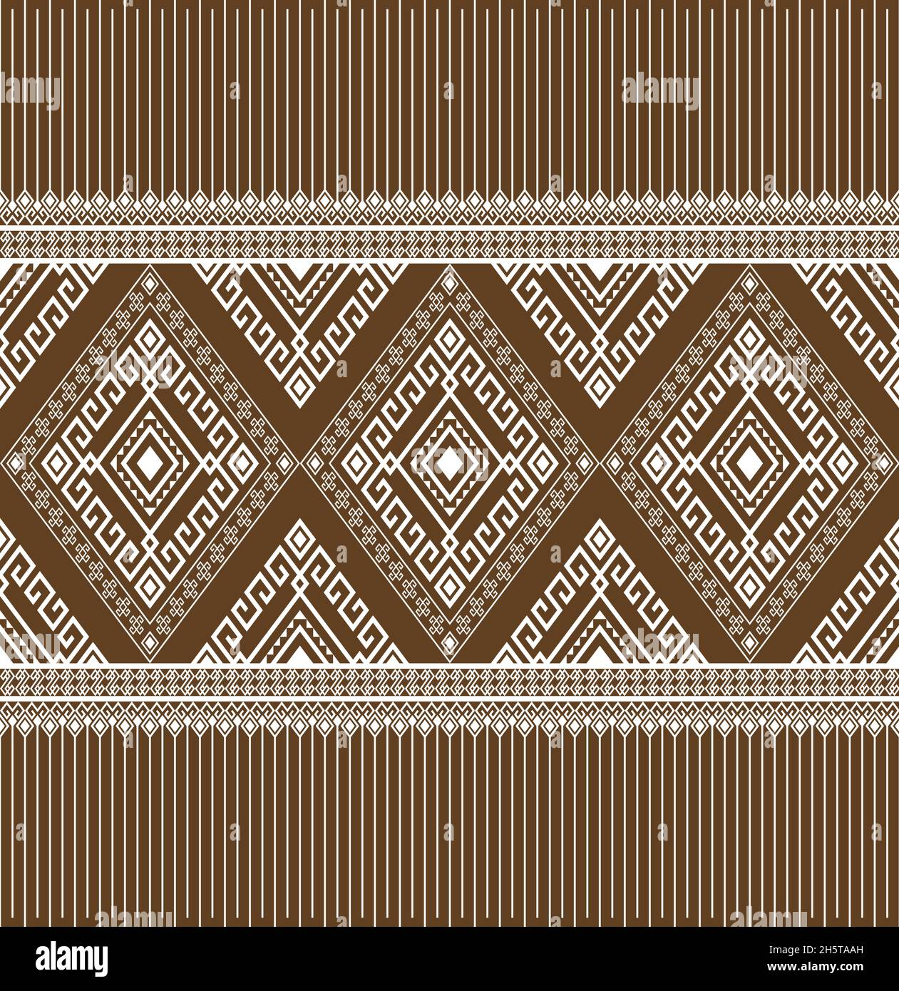 White Ethnic or Native Seamless Pattern on Brown Background in Symmetry ...