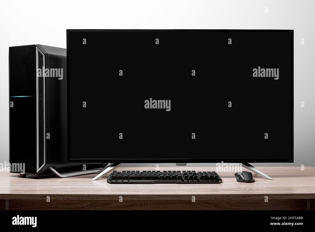 Workplace. Table with a desktop personal computer Stock Photo - Alamy