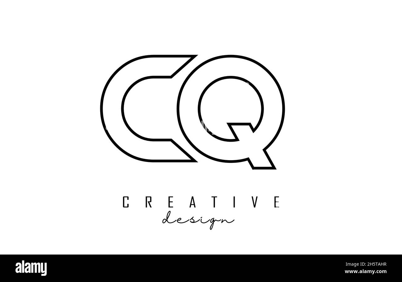 Outline CQ letters logo with a minimalist design. Geometric vector ...
