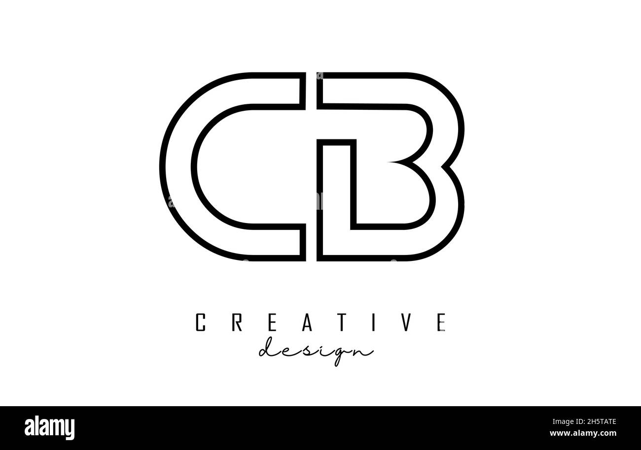 Outline CB letters logo with a minimalist design. Geometric vector ...