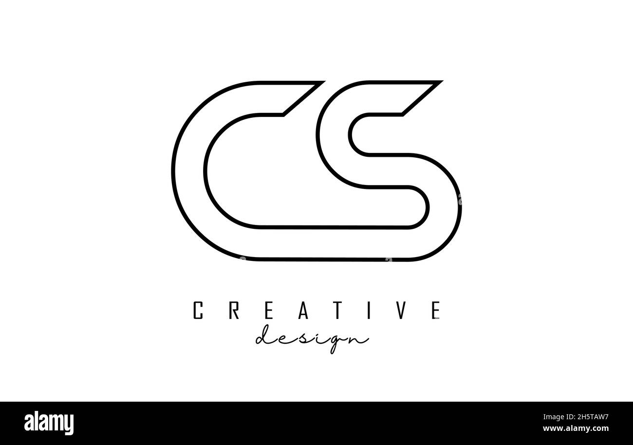 Outline CS letters logo with a minimalist design. Geometric vector ...