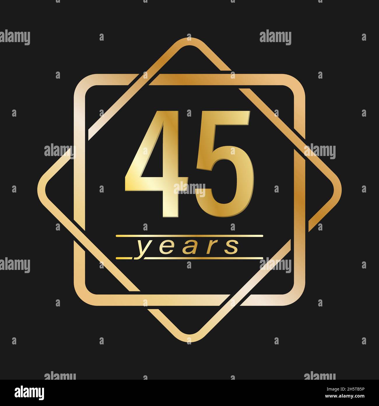 45 years. Stylized gold lettering for congratulations. Flat style Stock ...