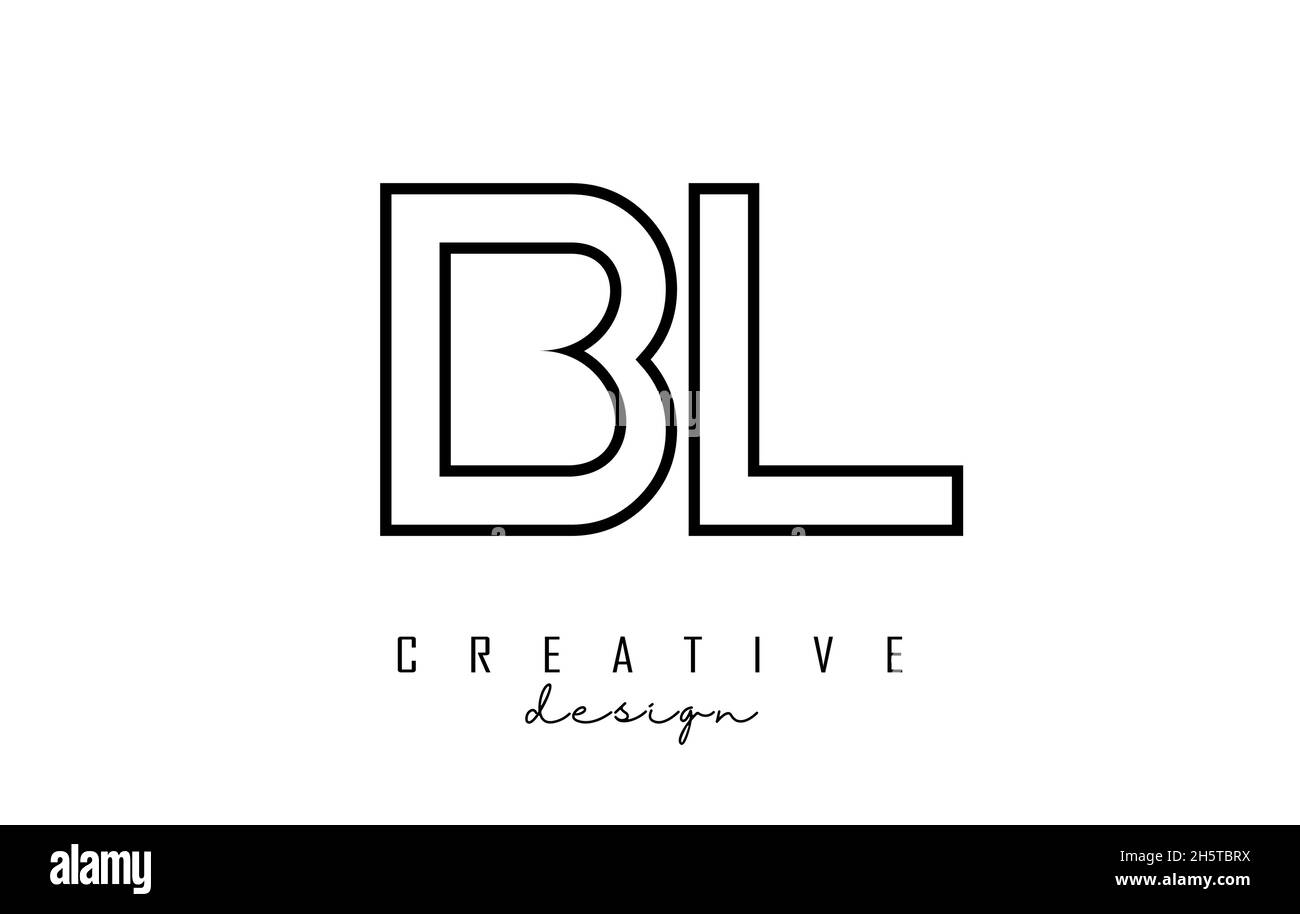 Outline BL letters logo with a minimalist design. Geometric vector ...