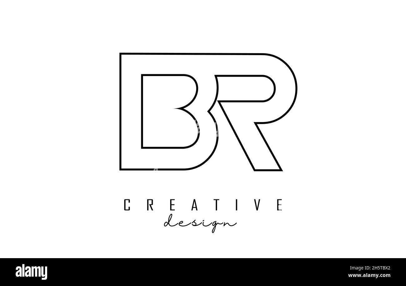 Outline BR letters logo with a minimalist design. Geometric vector ...