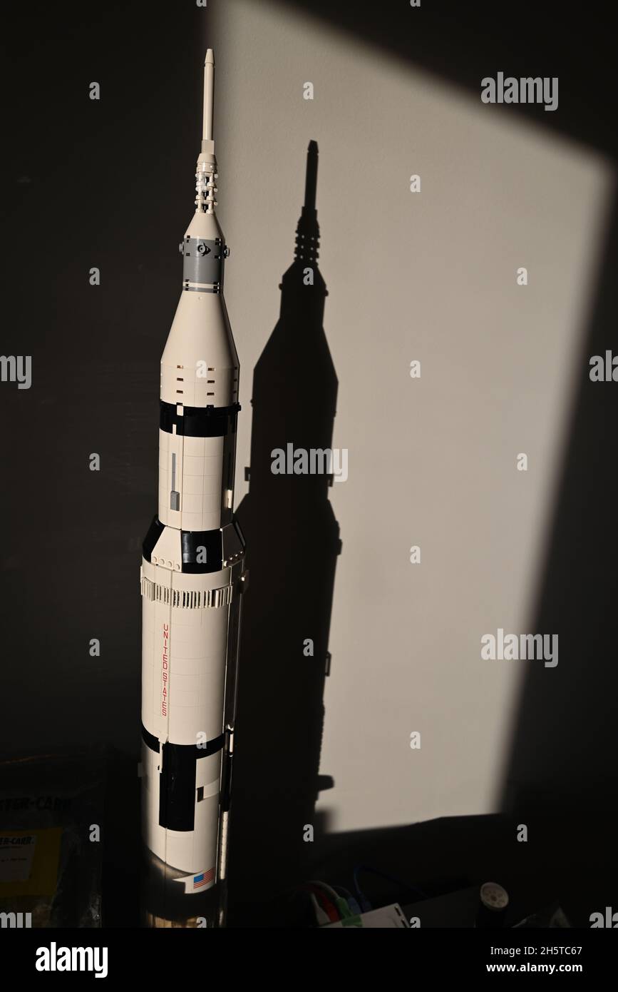 Space rocket model in a room near the wall Stock Photo - Alamy