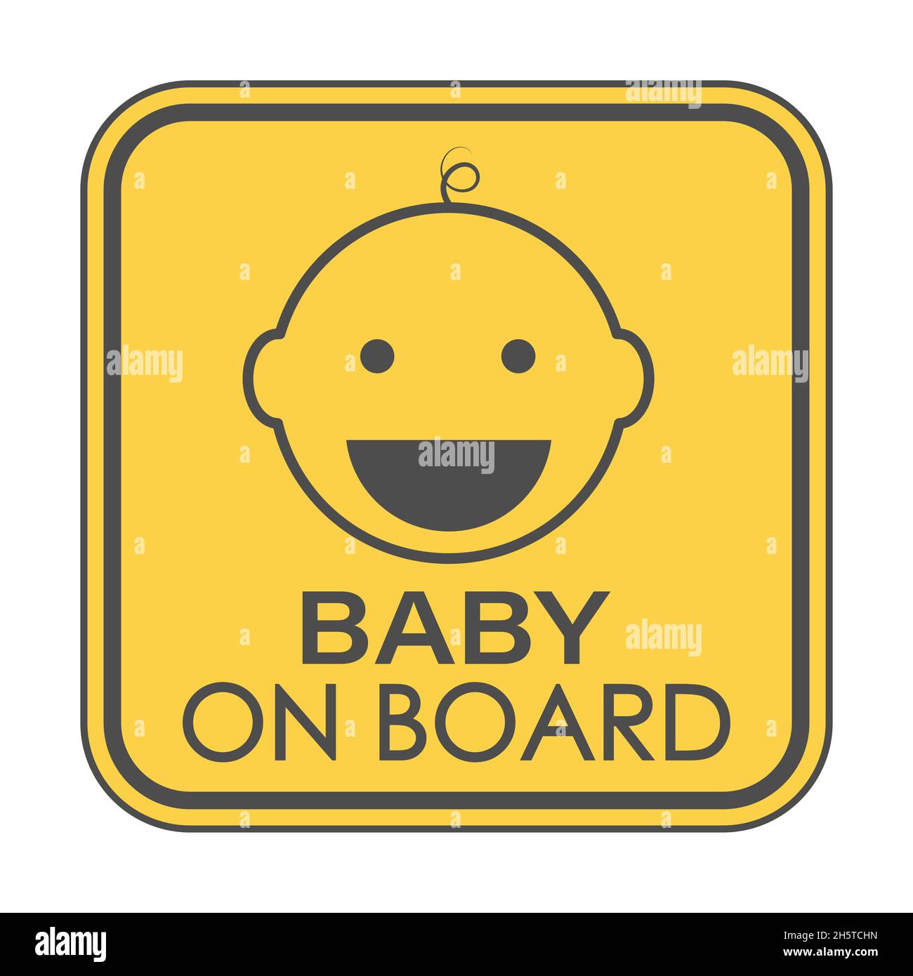 BABY ON BOARD. A square sign with a child's face and an inscription ...