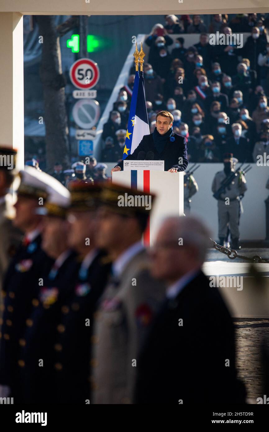 Paris, France. 11th Nov, 2021. French President Emmanuel Macron ...