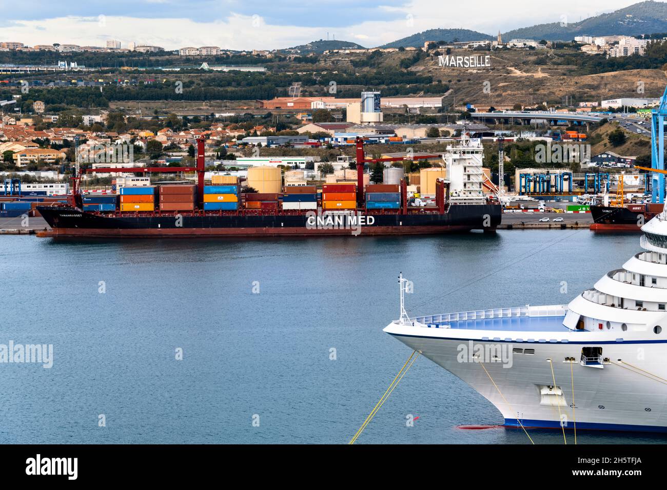 Marseille container ship hi-res stock photography and images - Alamy