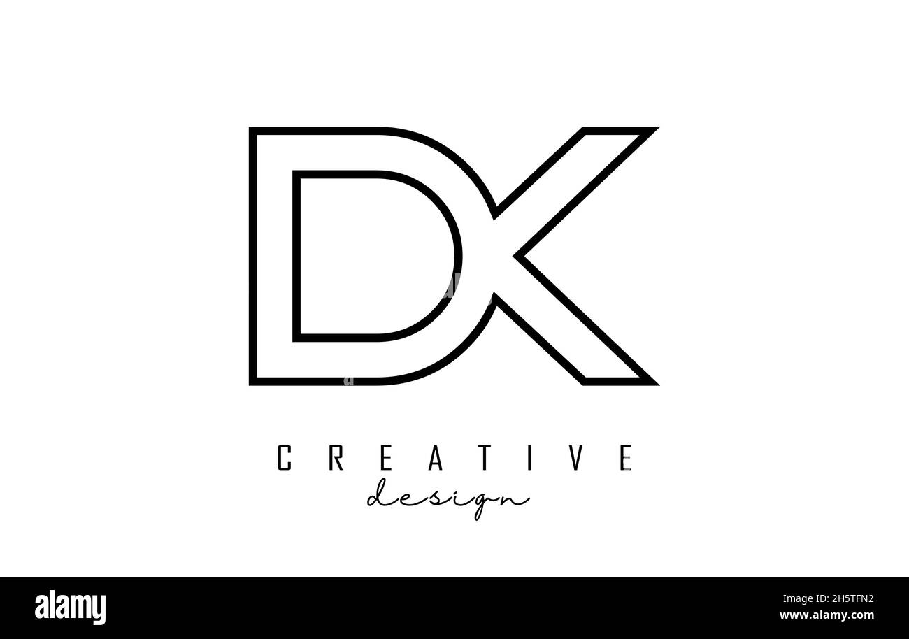 Outline DK letters logo with a minimalist design. Geometric vector ...