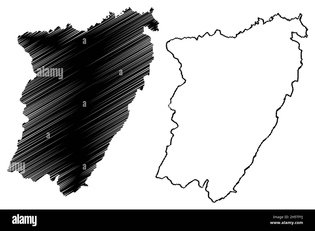 Theni district (Tamil Nadu State, Republic of India) map vector ...