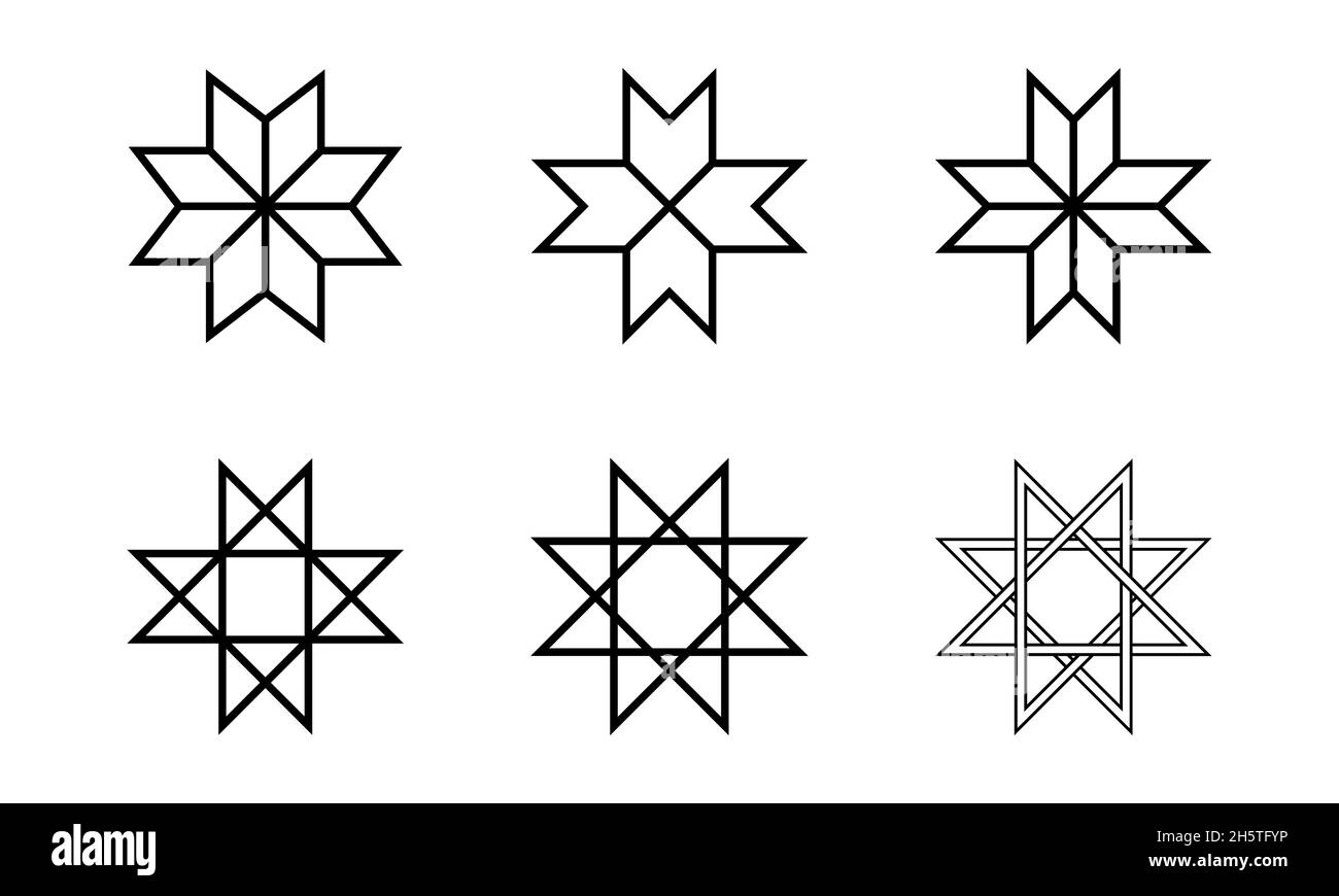 Set of old Folk star snowflake icons symbols Stock Vector Image & Art ...