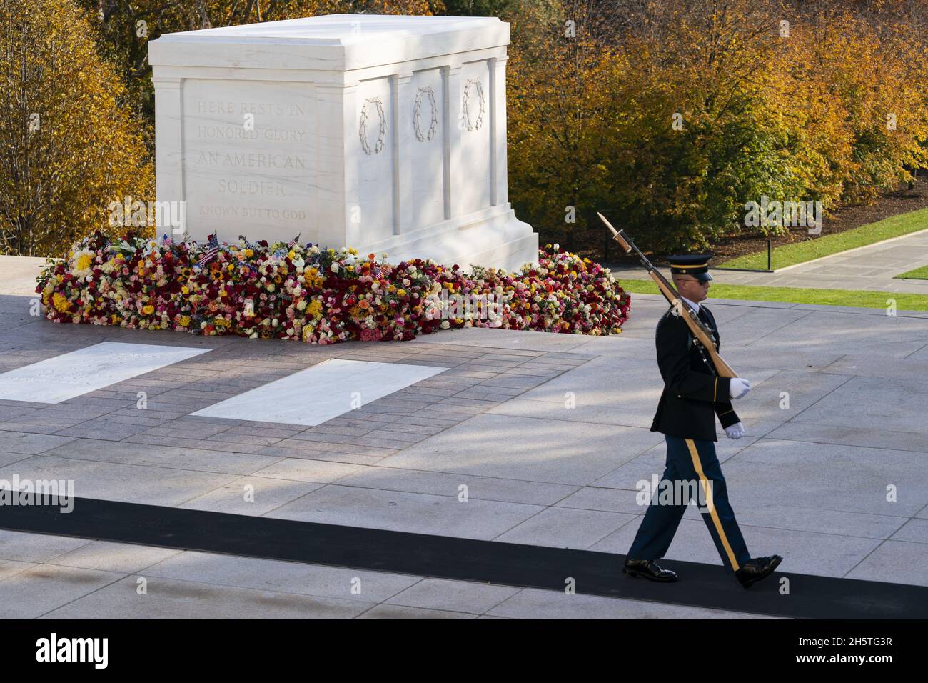 Arlington, USA. 11th Nov, 2021. A tomb guard of the 3rd U.S. Infantry ...