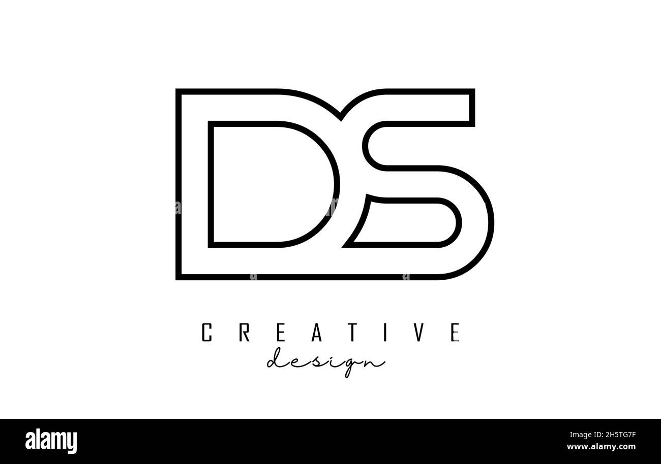 Outline DS letters logo with a minimalist design. Geometric vector ...