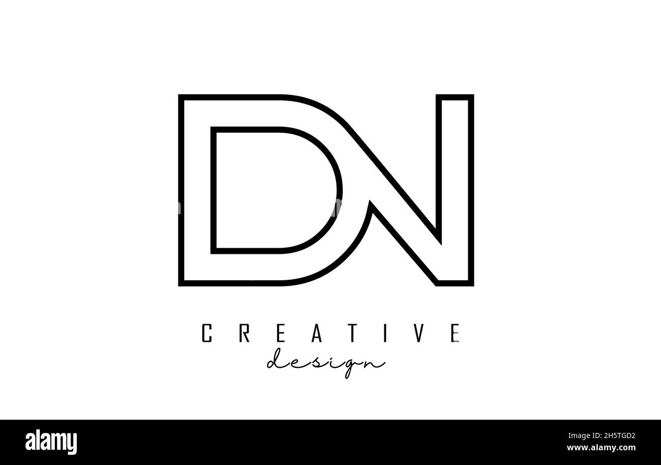 Outline DN letters logo with a minimalist design. Geometric vector ...