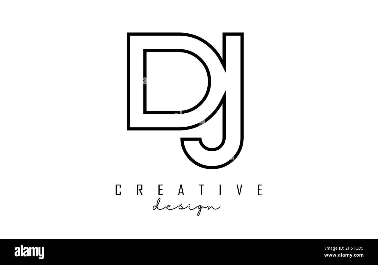Outline DJ letters logo with a minimalist design. Geometric vector ...