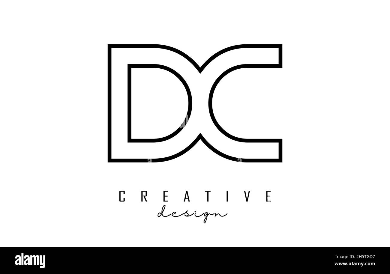 Outline DC letters logo with a minimalist design. Geometric vector ...
