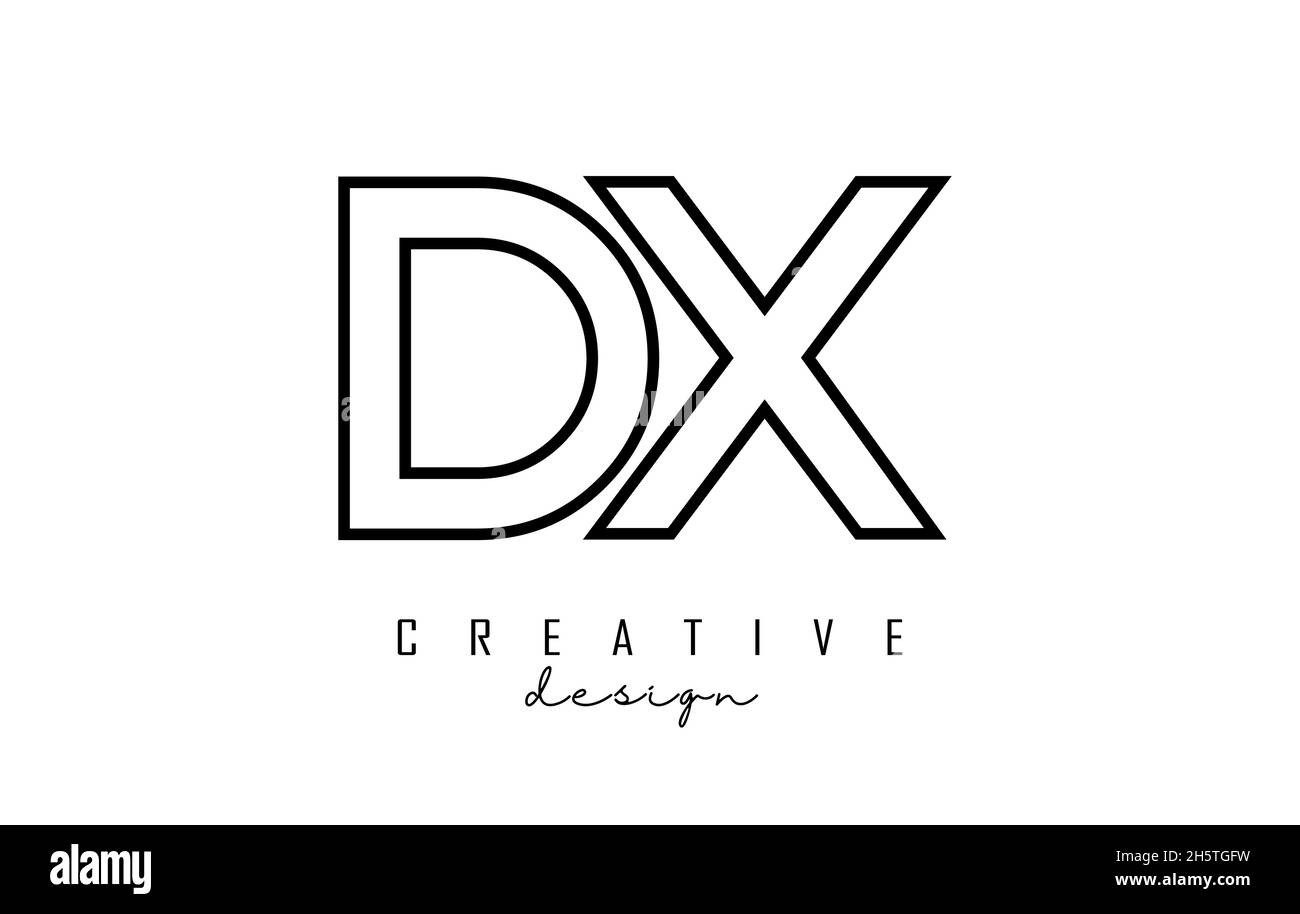 Outline DX letters logo with a minimalist design. Geometric vector ...