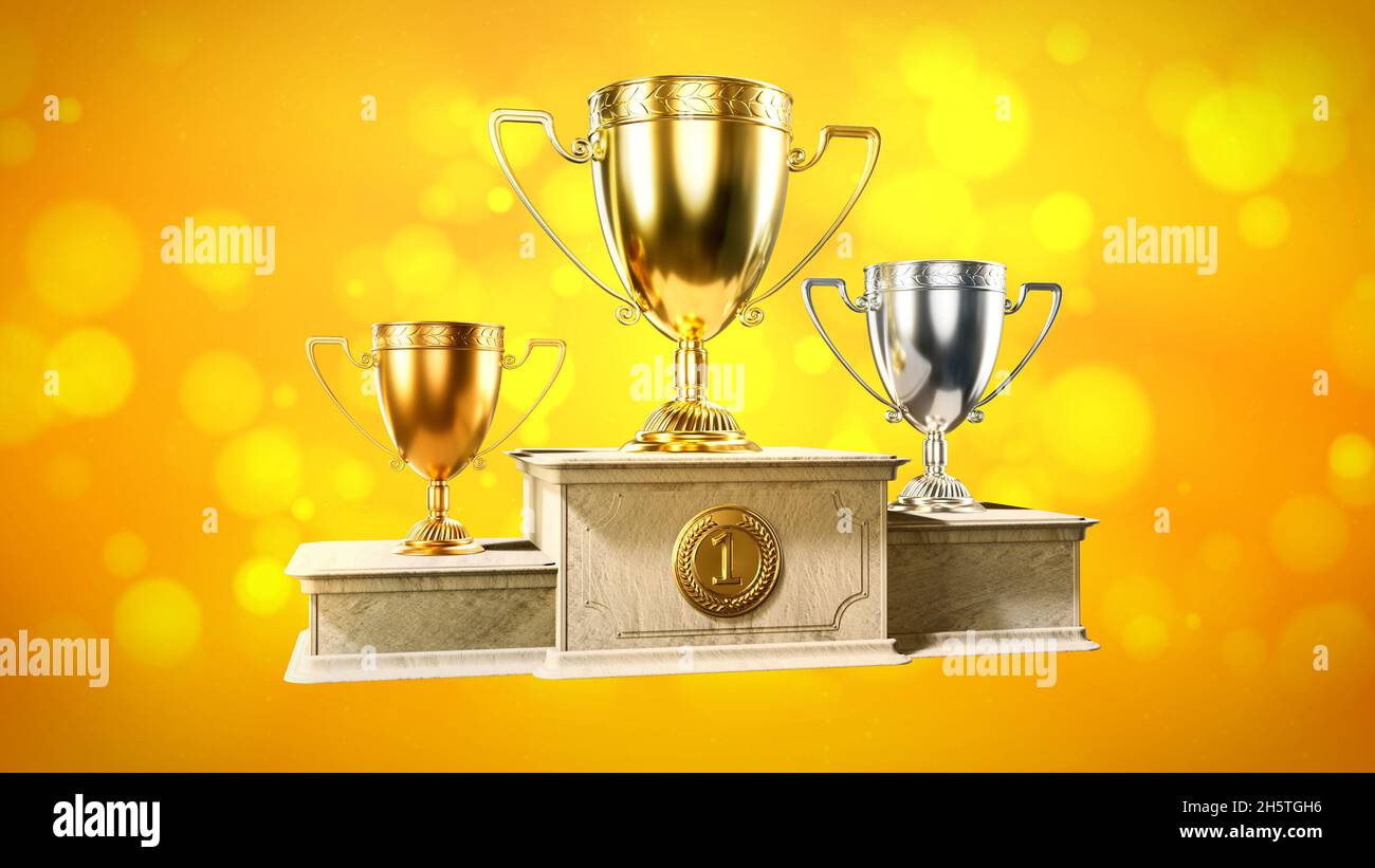 1st place prize bowl on pedestal on soft focus bg - object 3D rendering ...