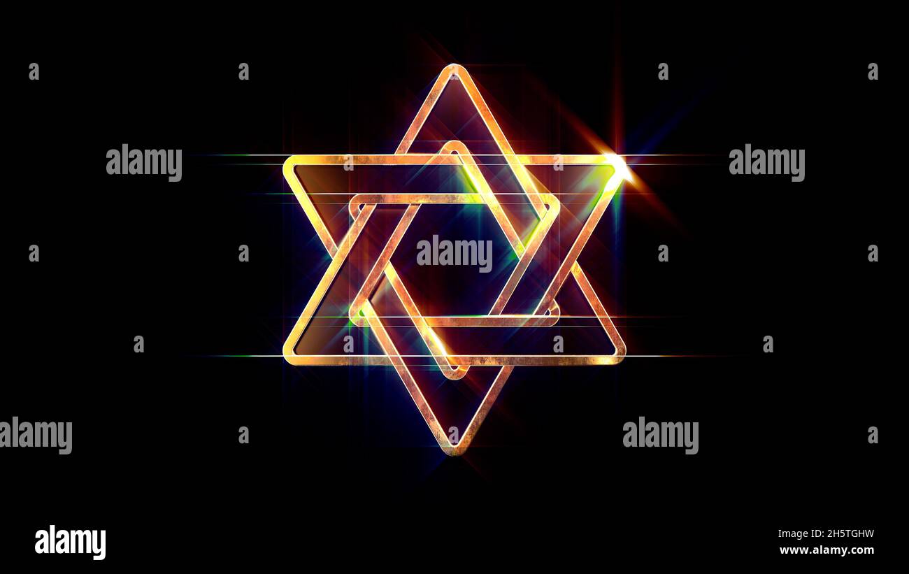 cute golden david star isolated, digital object 3D rendering Stock ...