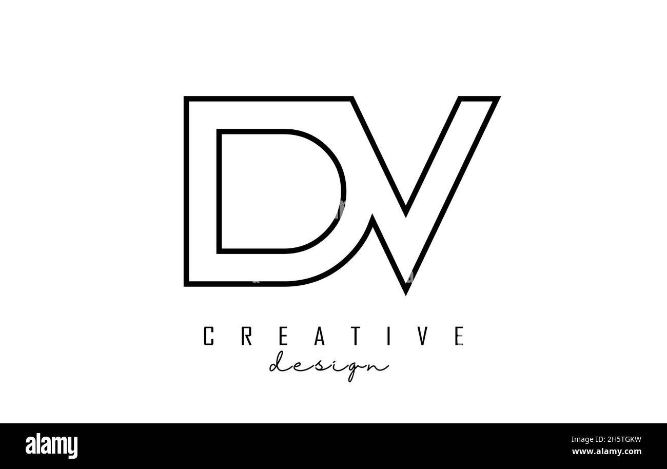 Outline DV letters logo with a minimalist design. Geometric vector ...