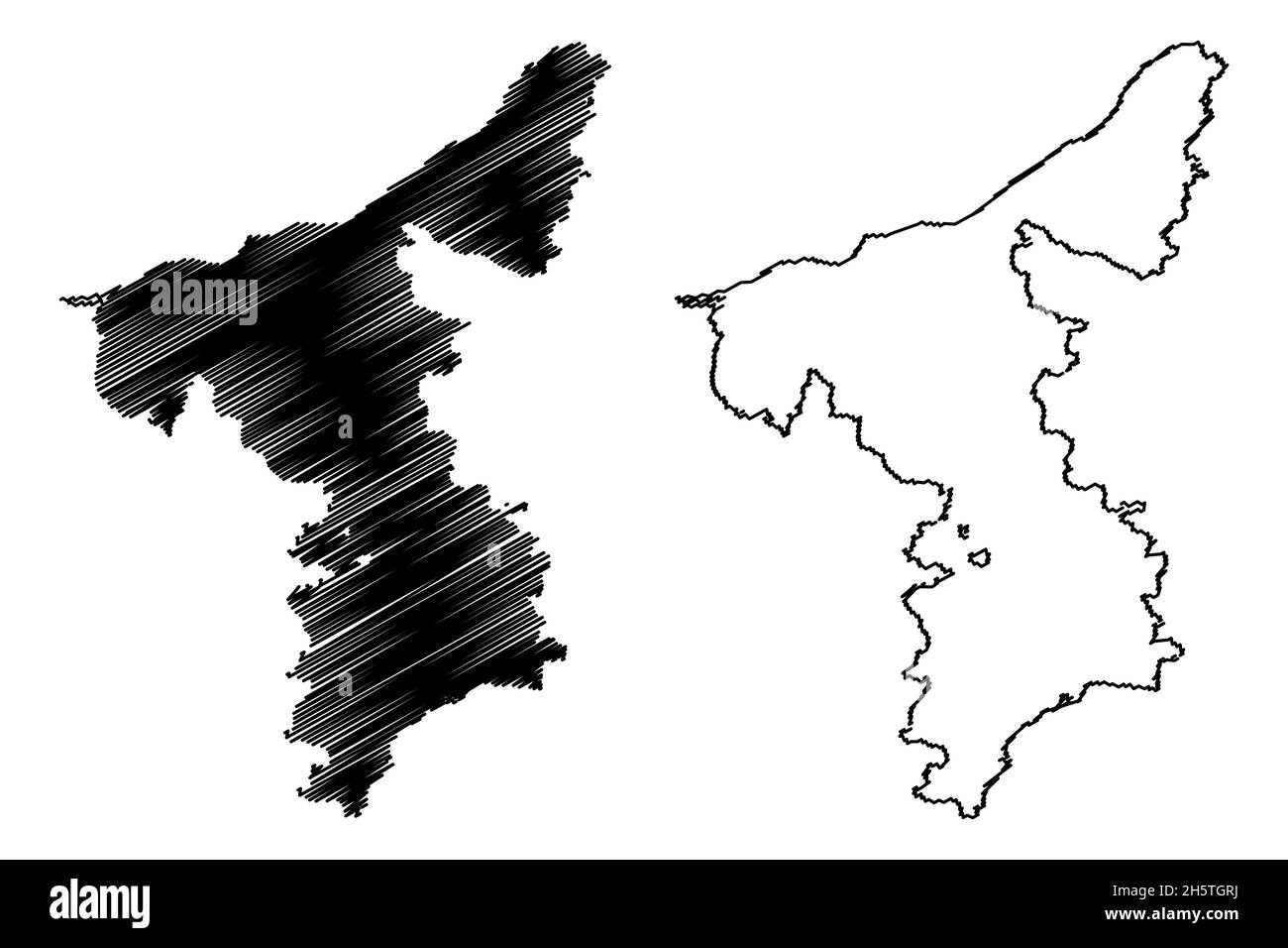 Thanjavur district (Tamil Nadu State, Republic of India) map vector ...