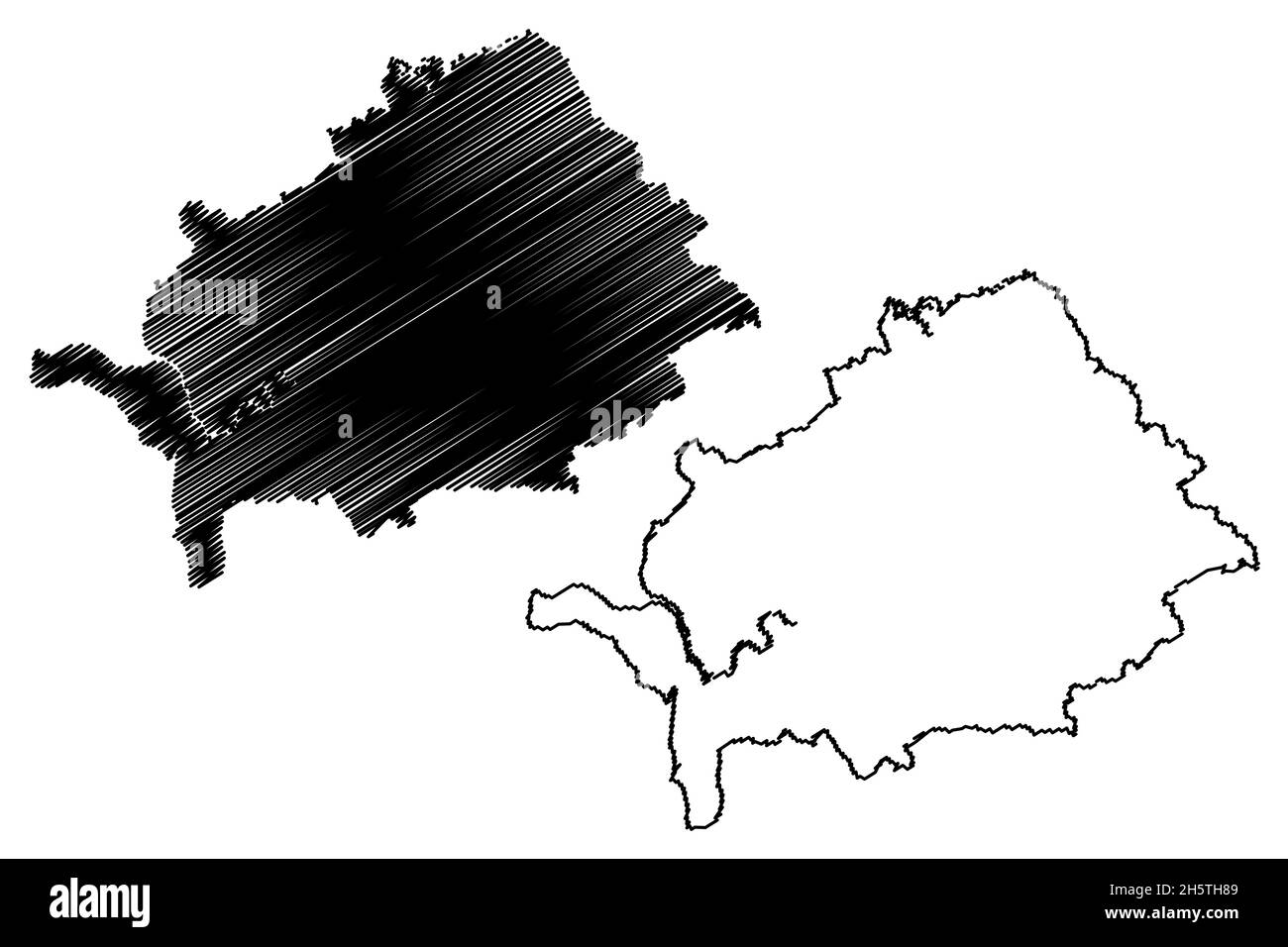 Thane district (Maharashtra State, Konkan Division, Republic of India) map vector illustration ...