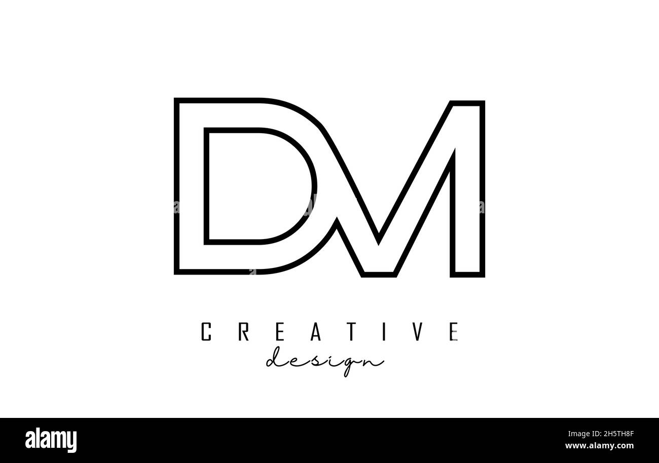 Outline DM letters logo with a minimalist design. Geometric vector illustration with black lines ...