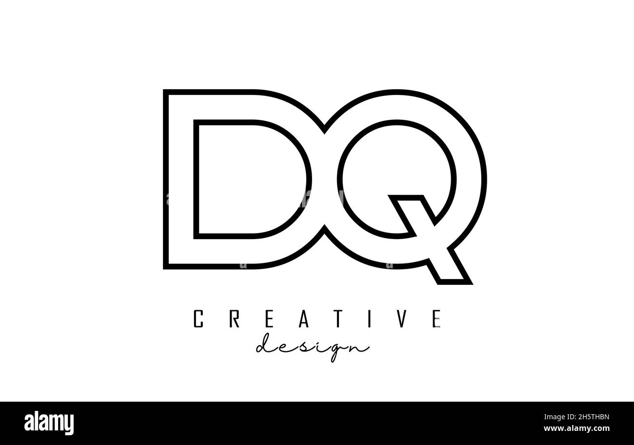 Outline DQ letters logo with a minimalist design. Geometric vector ...